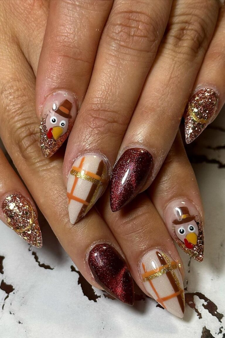 32 Turkey Nails for a Playful Thanksgiving Look in 2025