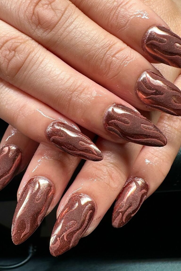 50 Chocolate Brown Chrome Nails in 2025 Elegant and Modern Manicure ...