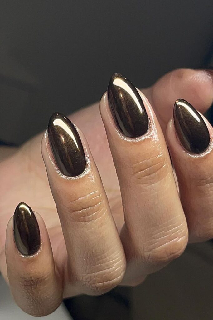 50 Chocolate Brown Chrome Nails in 2025 Elegant and Modern Manicure ...