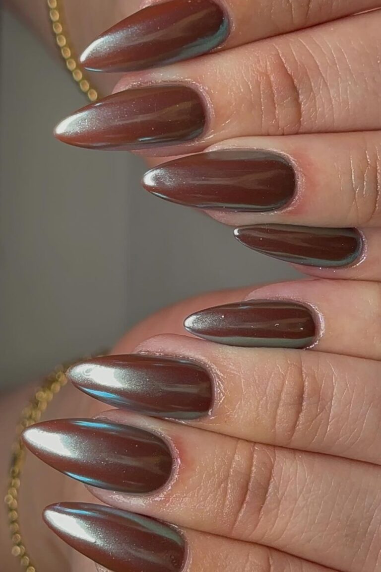 50 Chocolate Brown Chrome Nails in 2025 Elegant and Modern Manicure ...