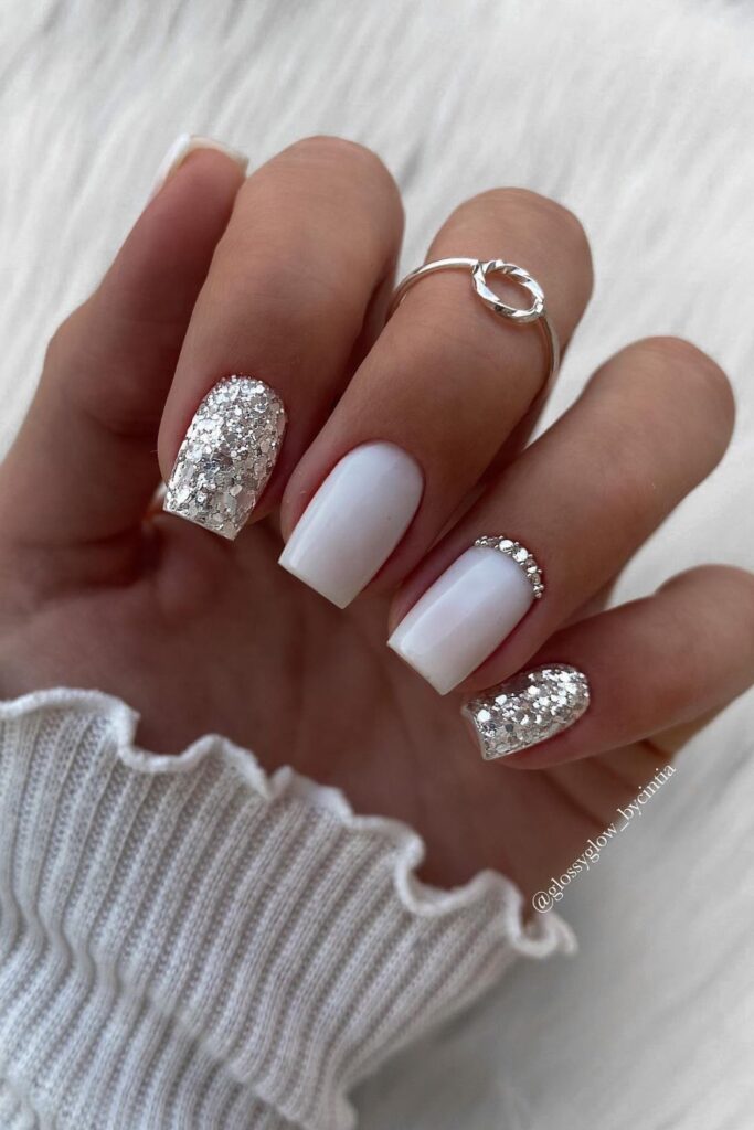 27 White Glitter Nails That Add Instant Elegance to Your Look - Glam ...